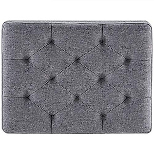 BELLEZE 24 Inch Modern Tufted Bedroom Storage Ottoman Bench, Linen Lift Top Upholstered Foam Padded Rectangular Footstool, Easy Assemble Furniture - Jay (Gray)