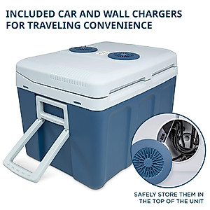 Ivation Electric Cooler & Warmer with Wheels & Handle |48 Quart (45 L) Portable Thermoelectric Fridge For vehicles & Trucks| 110V AC Home Power Cord & 12V Car Adapter for Camping, Travel & Picnics
