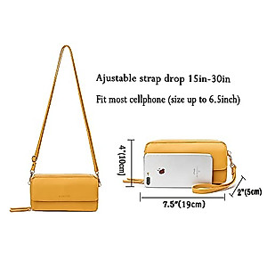 Lanyani Women Crossbody Wallet RFID Blocking Cell Phone wristlet Purse with shoulder strap small girls crossbody bag (Mustard Yellow)