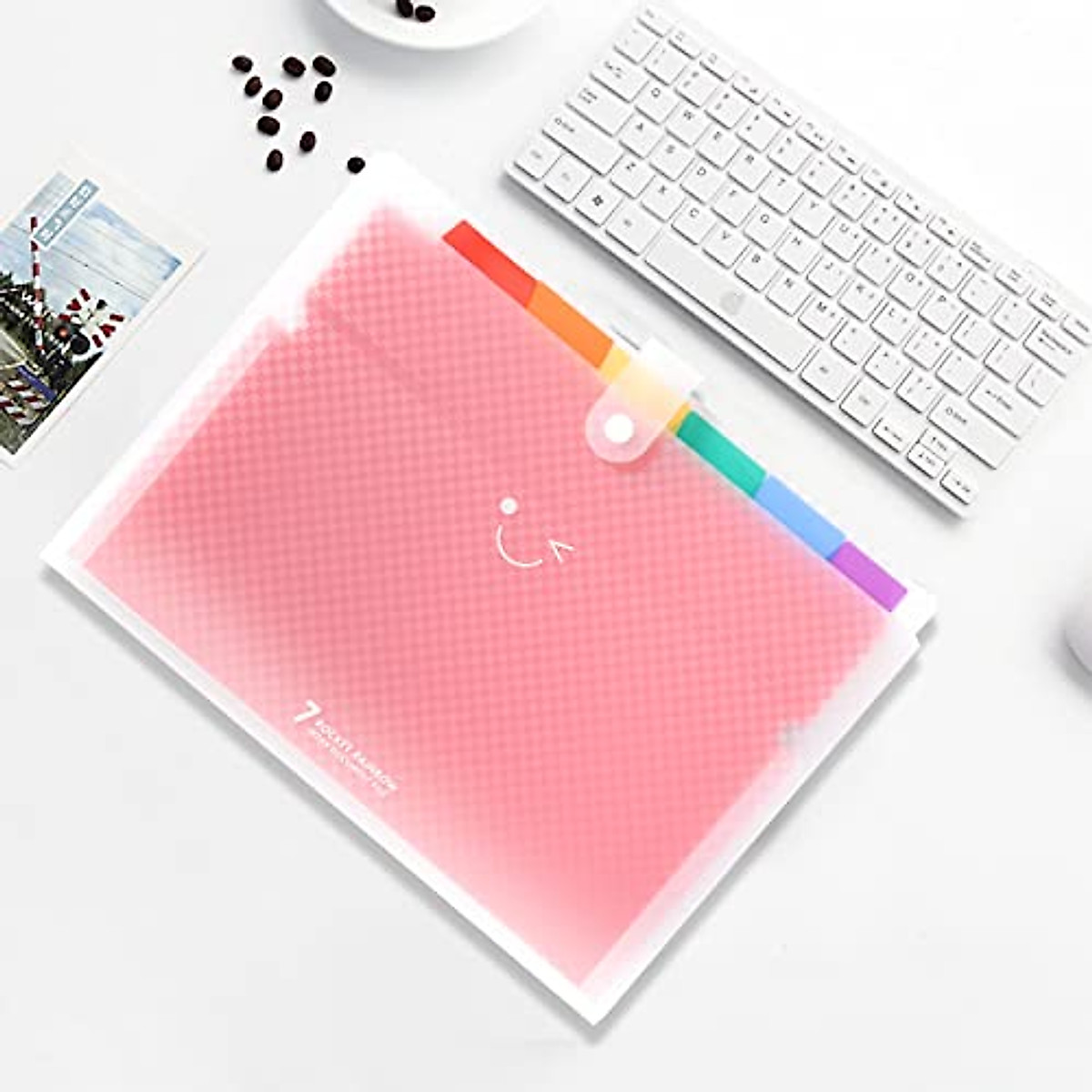 CLOUDIA 7 Pockets Expanding File Folders with Labels, Letter A4 Paper Organizer Folder, Accordion Document Organizer for School (Clear)