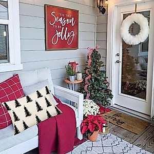 MEHOTOP 12 x 20 Christmas Pillow Covers Xmas Throw Pillow Case Standard Size Simple Christmas Tree Print Black White Decorative Pillowcase Winter Home Decoration Cushion Cover for Couch Sofa Patio Bed