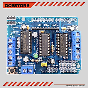 OCESTORE L293D Motor Drive Shield Expansion Board Compatible with Duemilanove Mega UNO R3 AVR