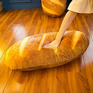 MMTTAO 3D Simulation Bread Plush Pillow 22 inch Soft Lumbar Baguette Back Cushion Stuffed Toy Funny Food Plush Butter Toast Bread Food Cute Plushies Decorative Pillow for Sleeping Home Decor, 22Inches