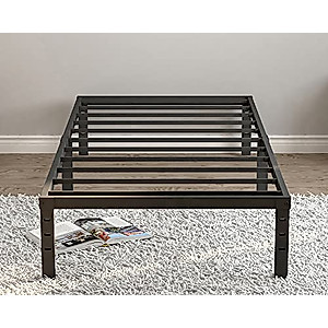 Eavesince Twin Bed Frames No Box Spring Needed 14 Inch High Max 1000 Pound Heavy Duty Metal Twin Size Platform Easy Assembly Noise Free Black