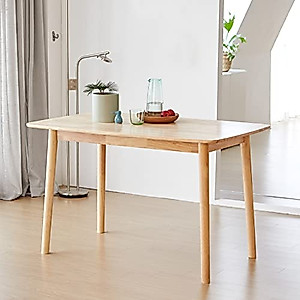 Livinia Aslan 47" Wooden Dining Table/Mid Century Modern Malaysian Oak Kitchen Table (Natural Oak) Table Only