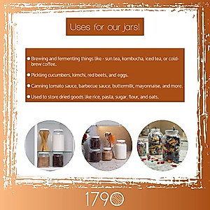 Wide Mouth 1 Gallon Glass Jar with Lid - Glass Gallon Jar for Kombucha & Sun Tea Gallon Mason Jars are Large Glass Jars with Lids 1 Gallon for Food Storage - 4pk Large Jars with Airtight Plastic Lids