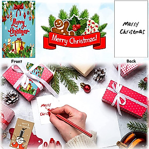 60 Pieces Christmas Greeting Cards 2 x 3.5 Inch Small Christmas Note Cards Claus Snowman Elk Note Cards Funny Mini Christmas Thank You Cards for Christmas Party Celebration Supplies, 60 Designs