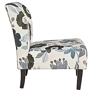 Signature Design by Ashley Triptis Floral Armless Accent Chair, White, Blue & Gray