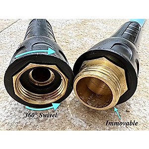 SANFU Hybrid Garden Water Hose 5/8 IN. X 50 FT, 180PSI, Lightweight, Flexible with Swivel Grip Handle Female and 3/4" GHT Solid Brass Fittings, Drinking Water Hose For RV, Azure(50')