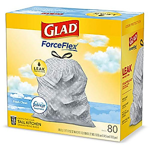 Glad OdorShield Drawstring Tall Kitchen Trash Bags - Fresh Clean - 13 Gallon - 80 Count
