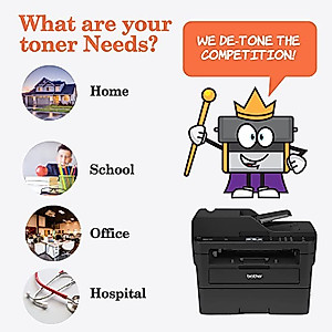 TONERNEEDS TN 660 Toner Cartridge - Black Ink Replacement Cartridges for TN660 & TN630 - High Yield Use - Compatible with Brother Printer HL-L2300D, HL-L2340DW, MFC-L2680W, MFC-L2740DW - (Pack of 4)