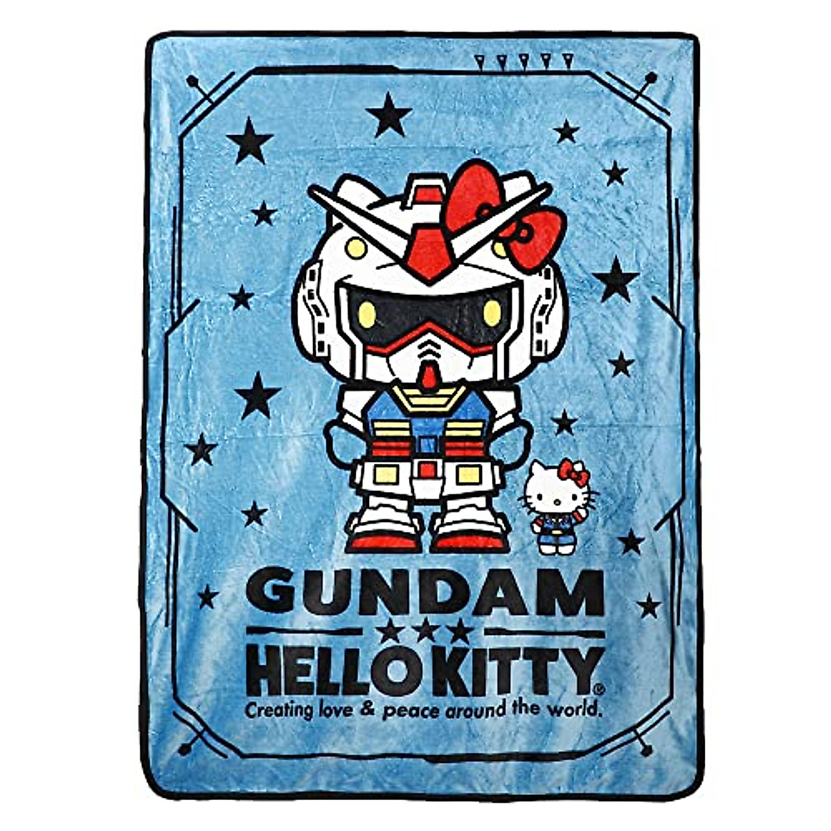Bioworld Hello Kitty X Gundam Character Throw Blanket