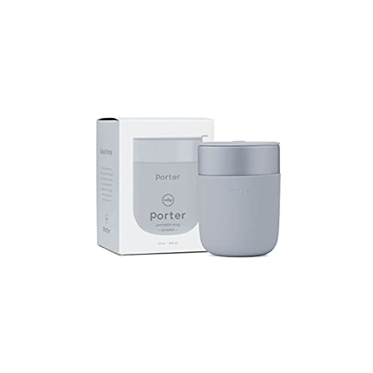 W&P Porter Ceramic Mug w/ Protective Silicone Sleeve, Slate 16 Ounces | On-the-Go | Reusable Cup for Coffee or Tea | Portable | Dishwasher Safe