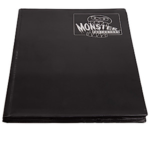 Monster Protectors 9-Pocket Matte Black Trading Card Album with Anti-Theft Padded Pages - Holds 360 Cards
