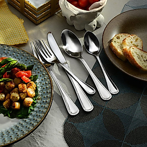 Casalinda Tabletop Grand Terrace 20 Piece Silverware Set Service for 4 Stainless Steel - Dinner Fork, Dinner Knife, Dinner Spoon, Teaspoon, Salad Fork