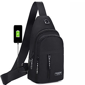 GURSAC Sling Bag for Men Women Shoulder Backpack Chest Bags Crossbody Daypack with USB Cable for Hiking Camping Shoulder Bag