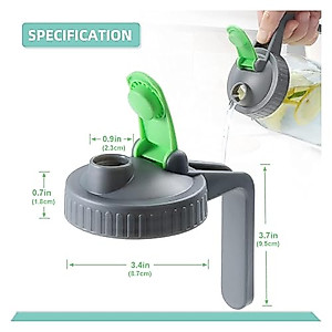 2 Pack Wide Mouth Mason Jar Pour Spout Lids with Handle Reusable Plastic Flip Cap Lid,Leak-proof Airtight Seal Black, 86mm (Jar Not Included)