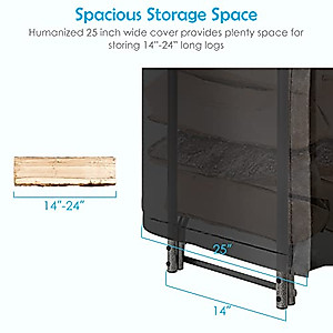 Goplus 6FT Firewood Rack Outdoor with Cover, Heavy Duty Firewood Log Holder, Waterproof Weather Resistant Fire Wood Rack Storage Stacker, Steel Tubular Log Stand for Fireplace, Patio, Courtyard