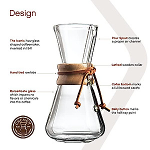 Chemex Pour-Over Glass Coffeemaker - Hand Blown Series - 3-Cup - Exclusive Packaging