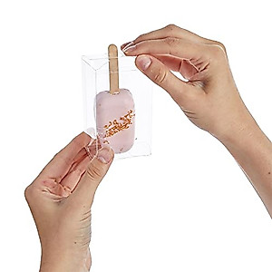 Cakesicle Treat Boxes, Clear Dessert Gift Box for Cake Pop Favors (3.7 x 2.2 In, 50 Pack)