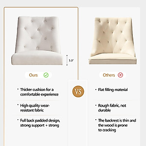 HUIMO Home Office Chair Upholstered Swivel Desk Chair with Wheels Chenille Fabric Adjustable Height Computer Chair with Wooden Legs Comfortable Armless Chair for Studio Study Home Office (Beige)