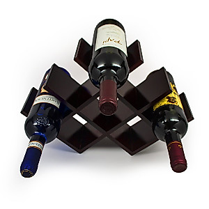 Sorbus® Wine Rack Butterfly - Stores 8 Bottles of Wine - Sleek and Chic Looking - Minimal Assembly Required (Brown)