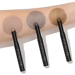 FOCALLURE 3PCS Cream Eyeshadow Stick Sets, Light to Dark, Matte and Shimmer Eye Brightener Pencil,Long Lasting Eye Shadow Highlighter Makeup,Smoky Star
