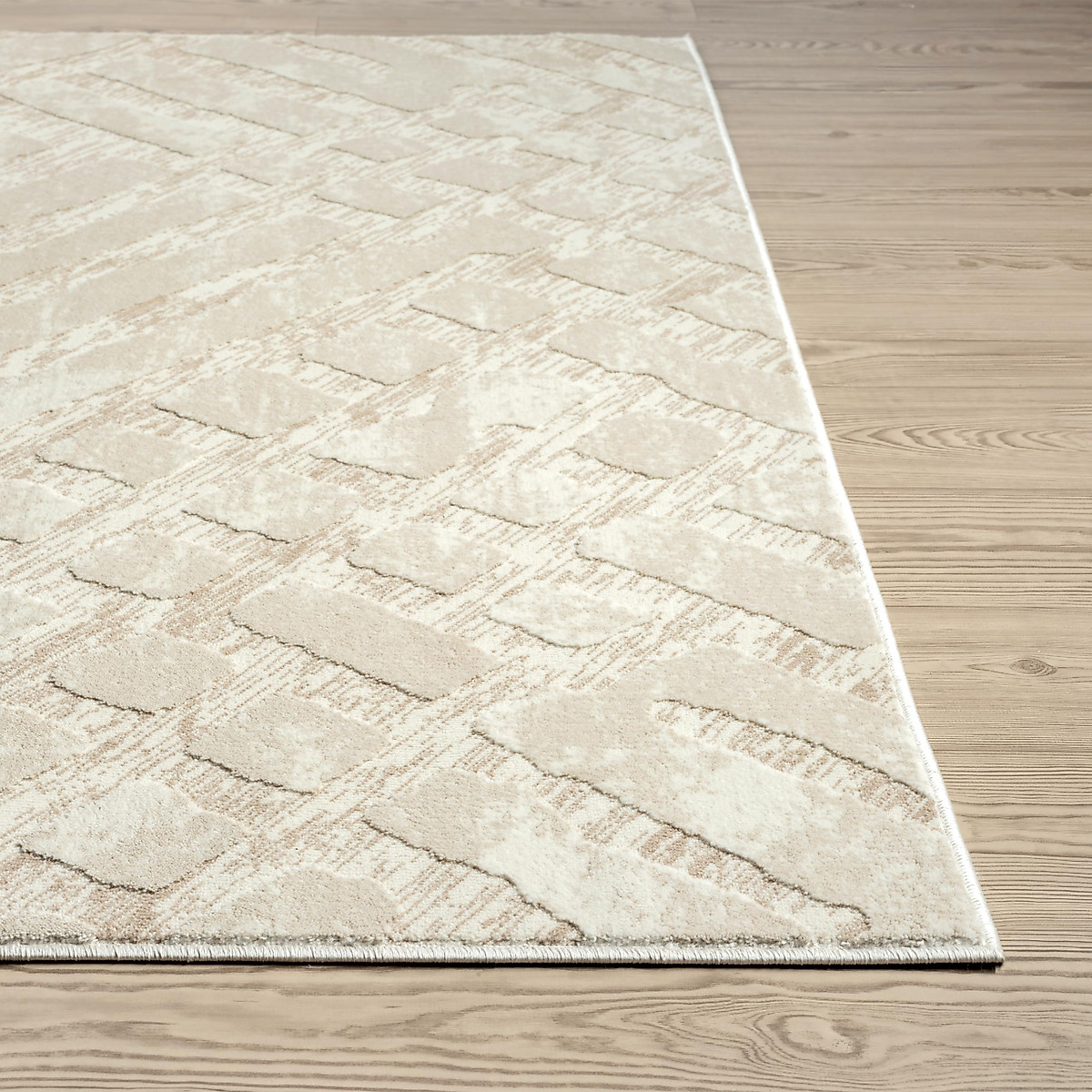 Abani Terra Cream Area Rug for Living Room, Bedroom - Rustic Modern Pattern - 2' x 3' - Durable & Easy to Clean