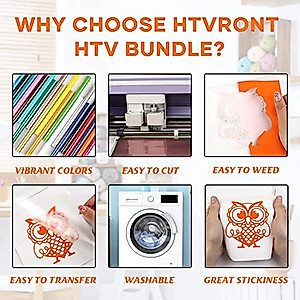 HTVRONT 15"x15" Heat Press Machine for T-Shirts & HTV Heat Transfer Vinyl Bundle: 20 Pack 12'' x 3FT Heat Transfer Vinyl Rolls
