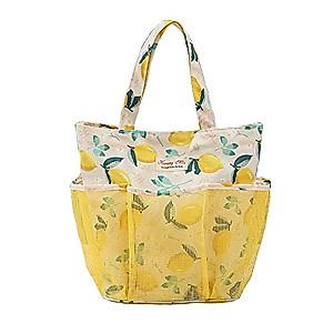 Mesh Shower Caddy Bag - Mesh Shower Basket for College Dorm Room Essentials, Portable and Light Quick Dry Bath Organizer for Beach Camp Gym (Yellow)