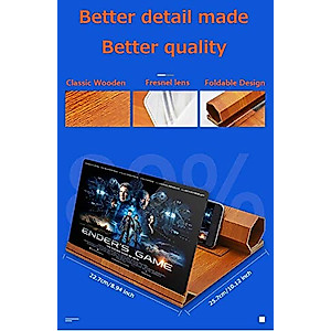 ORETECH Screen Magnifier, 12 inch Foldable Smart Phone Screen Amplifier Projector Movie Video Enlarger Wooden Phone Holder Stand with 3D Screen Magnifying Amplifying Glass for All Smart Phone Model