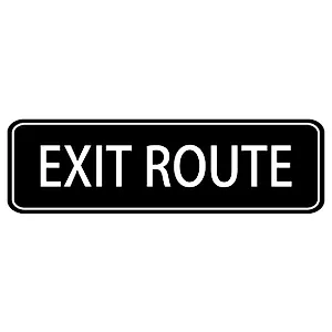 Zinevie Durable Plastic Sign Rounded Corners Long Lasting Modern Design Sign-3x10In Exit Route Acrylic Sign For Office Door Wall Home And Business Easy To Mount Informative Plastic Sign With Symbols