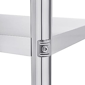 32"×16" Stainless Steel Table, Heavy Duty Stainless Steel Table for Prep, Shelf Organizer Kitchen Storage Shelves Garage Shelves, Commercial Kitchen Work Table for Restaurant, Home and Hotel, Silver