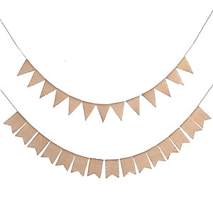 CrazyCharlie Burlap Banner,15pcs Swallowtail Flags and 13pcs Triangle Flags DIY Decor for Party Wedding Graduation Baby Shower