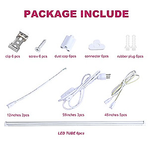 MKUJOO 6 Pack 4FT 60W LED Shop Light, V Shape Integrated T8 LED Tube Light, 6600LM, 6000K Super Bright White,high Output Linkable with Plug for Garage, Workshop,Basement,Warehouse