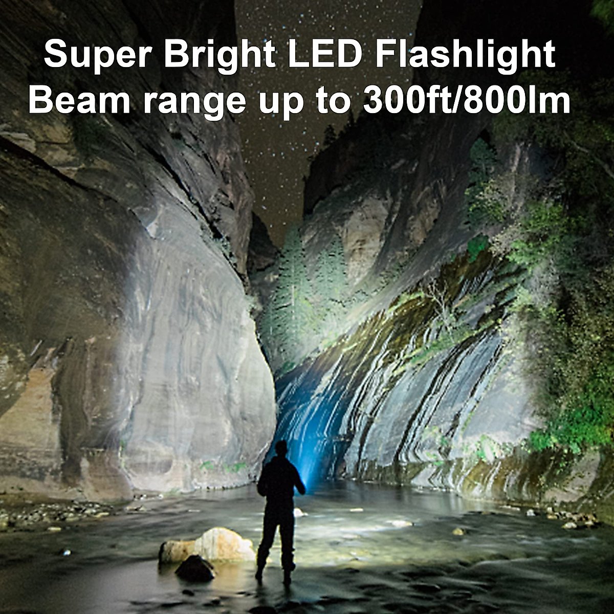 MC-ELIN Rechargeable Flashlight,USB C High Lumens Zoomable Small LED Flashlight 4 Modes Plastic Lantern Torch with Side Light Carabineer Clip Portable Flash Lights for Camping Emergency Cycling