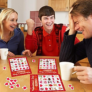 GIANTRUMP Valentines Day Bingo Game Cards - 24 Players Valentine Bingo Games School Classroom Games Valentine Party Games for Family Activity