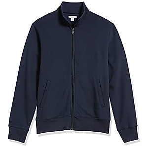 Amazon Essentials Men's Full-Zip Fleece Mock Neck Sweatshirt, Navy, Large