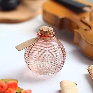 ELEGANTTIME Single Glass Bud Vase Pink Glass Vases for Centerpieces Decor Glass Flower Vase Bottle with Crok Wire Iron Handle Design for Cafes, Office Table, Home and Garden