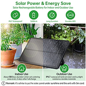 Micro Automatic Drip Irrigation Kit,Solar Power Rechargeable Plant Self Watering System with Timer,Easy to Use,Black)