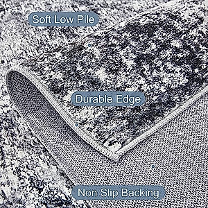 Area Rug Living Room Rugs - 8x10 Large Soft Indoor Neutral Modern Abstract Low Pile Washable Rug Carpet for Bedroom Dining Room Farmhouse Home Office - Grey