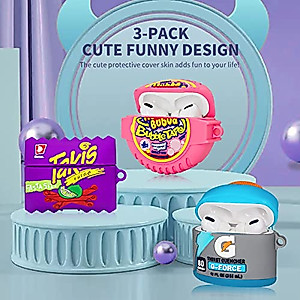 [3Pack]Cute Cover for Airpod Pro/Airpod Pro 2 Case, Sport Water+Purple Potato+Bubble Gum Silicone Case Funny 3D Cartoon Food Design for Girls Boys Kids