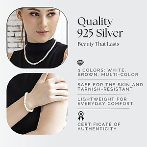 SEA OF ICE Freshwater Cultured Pearl 5mm-6mm Necklace Bracelet and Stud Earrings Silver Jewelry Set for Women