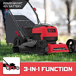 PowerSmart Lawn Mower Battery Powered with Bag, 17 Inch 3-in-1 with 40V 4.0Ah Lithium-ion Battery and Charger