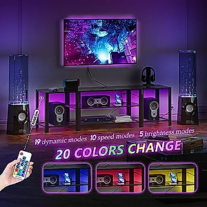 Tantmis Industrial TV Stand with Power Outlet for 55/65/70/75 inch TVs, 3-Tier Entertainment Center, TV Console Table with Open Storage Shelves, Wood TV Stand for Living Room, Bedroom, Black