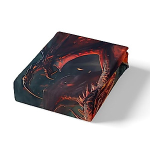 Feelyou Fire Dragon Bedding Set Fantasy Wild Animals Duvet Cover for Kids Boys Girls Jungle Animals Comforter Cover Mythical Creatures Bedspread Cover Room 2Pcs Toddler Size,Zipper,No Comforter