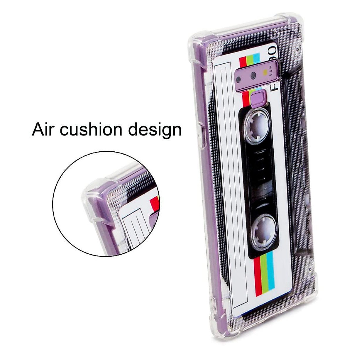 FAteamll Case for Galaxy Note 9,with Reinforced Corners TPU Soft Bumper Retro Cassette Tape Case Compatible with Samsung Galaxy Note 9
