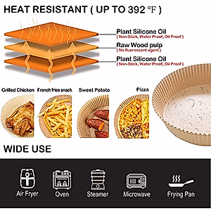 Air Fryer Liners, 120 Pcs Non-Stick Air Fryer Disposable Paper Liner, Water-proof, Oil-proof, Food Grade Parchment Paper for Air Fryer (7.9")