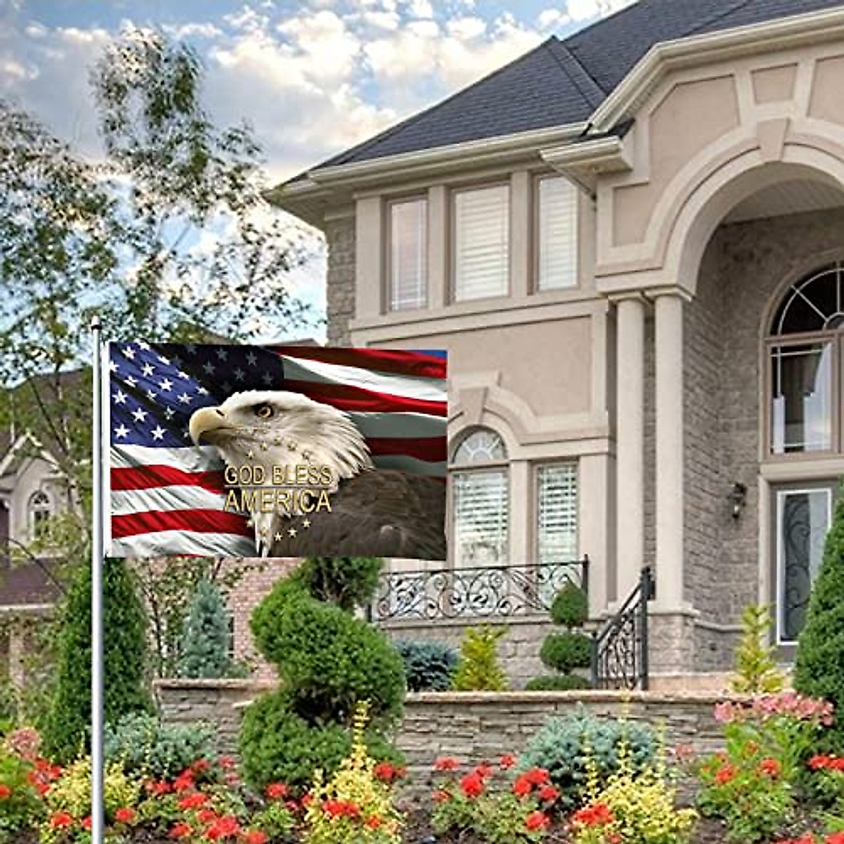 God Bless America Outdoor Flags, American Bald Eagle 3X5 Foot Flag,Patriotic 4th of July Independence Day Garden Decorations,Fade Resistant Yard Flag for Patio,Lawn