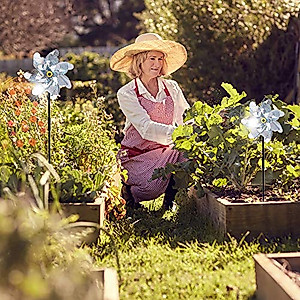 BATTIFE 10 Pack Reflective Pinwheels for Yard and Garden, Pre-Installed Bird Blinder Sparkly Pin Wheel, Scare Birds & Animal Away Wind Spinner (Sliver)